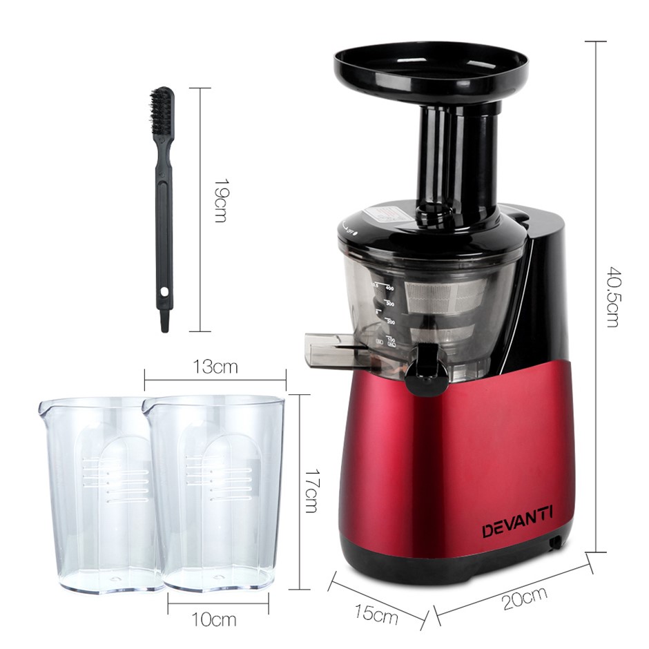 Buy 5 Star Chef Cold Press Food Processor Juicer - Red | Grays Australia
