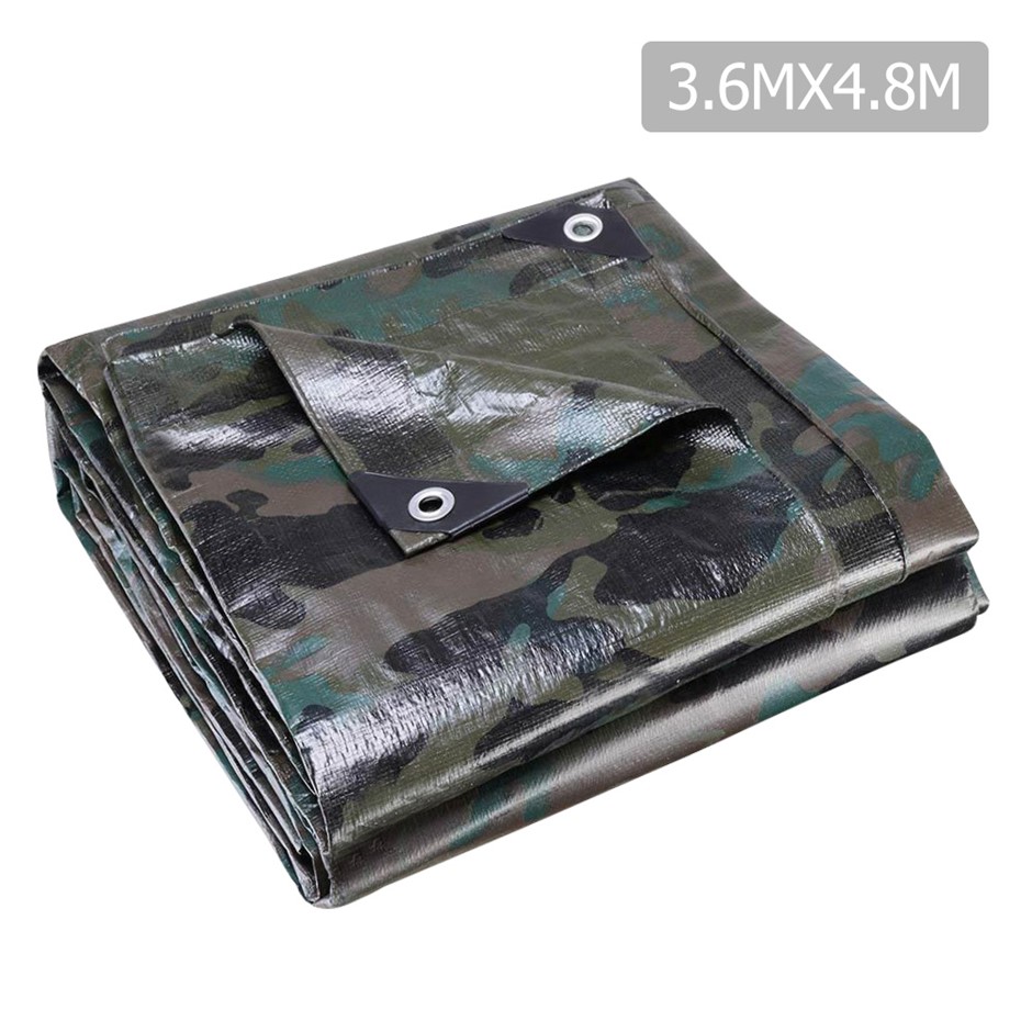 Buy Instahut 3.6x4.8m Canvas Heavy Duty Camping Poly Tarp Tarpaulin ...