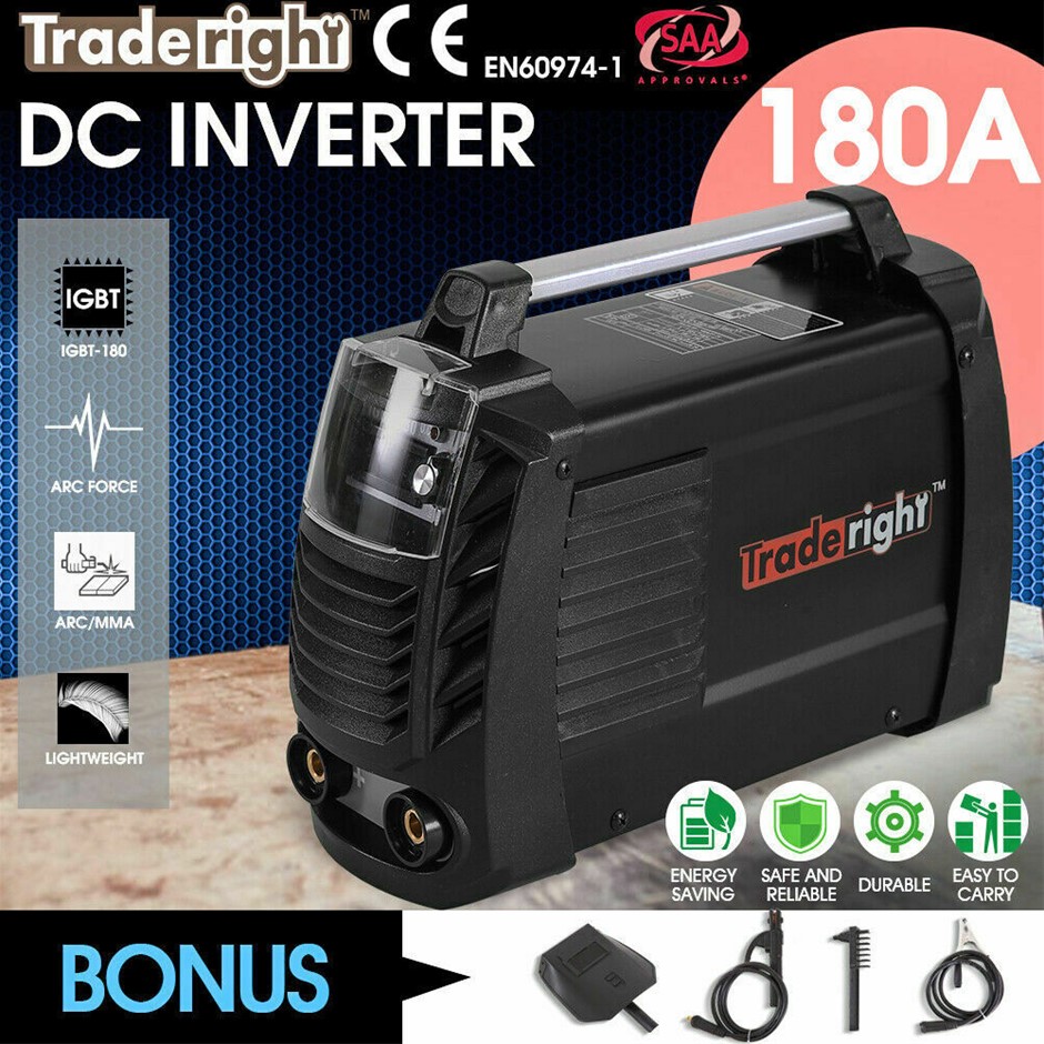 Buy Traderight MMA 180Amp Welder DC iGBT Inverter ARC Welding Machine Stick | Grays Australia