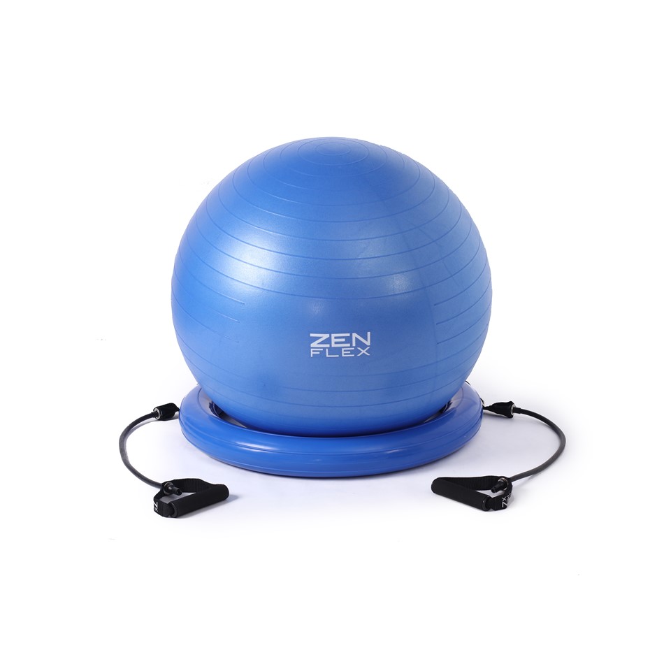 Buy Zen Flex Fitness Training Yoga Ball - Base and Resistance band 65cm ...