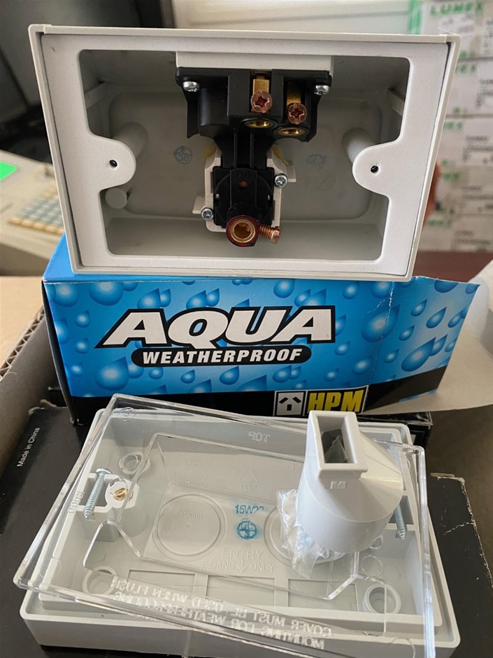 HPM AQUA Weatherproof Powerpoint 15A Single Flush Mount Mist Grey ...