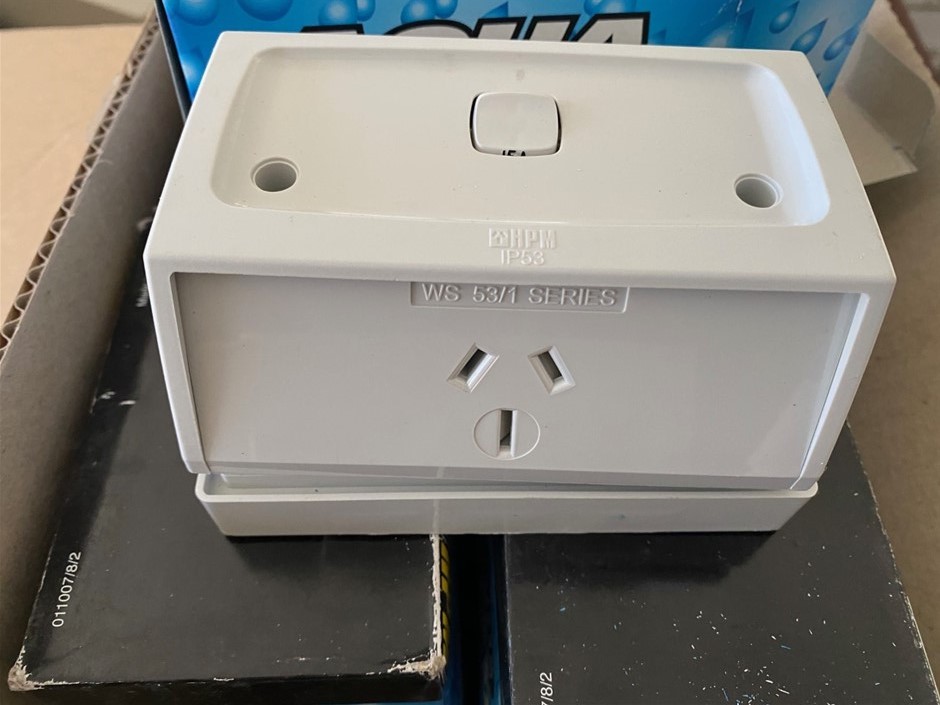 HPM AQUA Weatherproof Powerpoint 15A Single Flush Mount Mist Grey ...