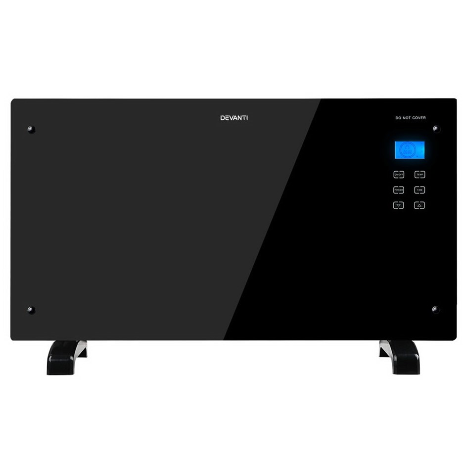 Buy Devanti 2000W Portable Electric Panel Heater - Black Glass | Grays ...