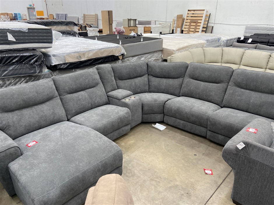 Munroe Lounge suite, Fabric 6 piece modular Right hand facing Recliner ...