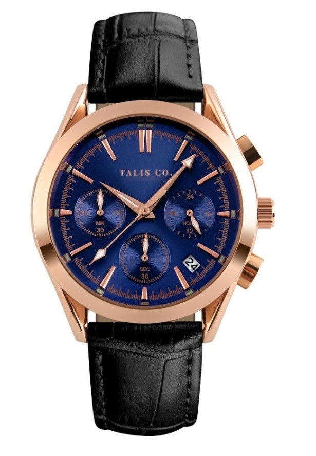 Men’s Talis Co Royal Chronograph Watch, Blue Dial, Rose Gold Colour ...