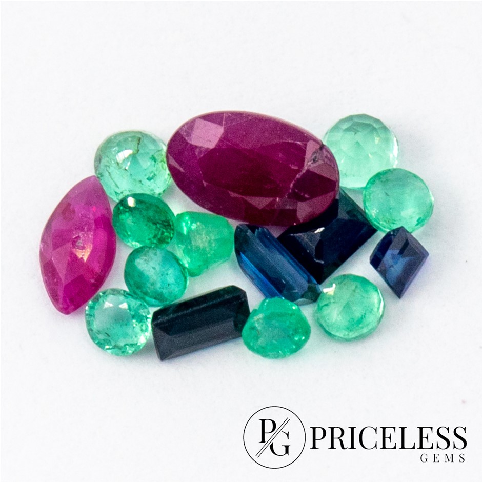 1.02ct AAA Super Fine Exclusive Grade Emerald Ruby Sapphire Mix Auction ...