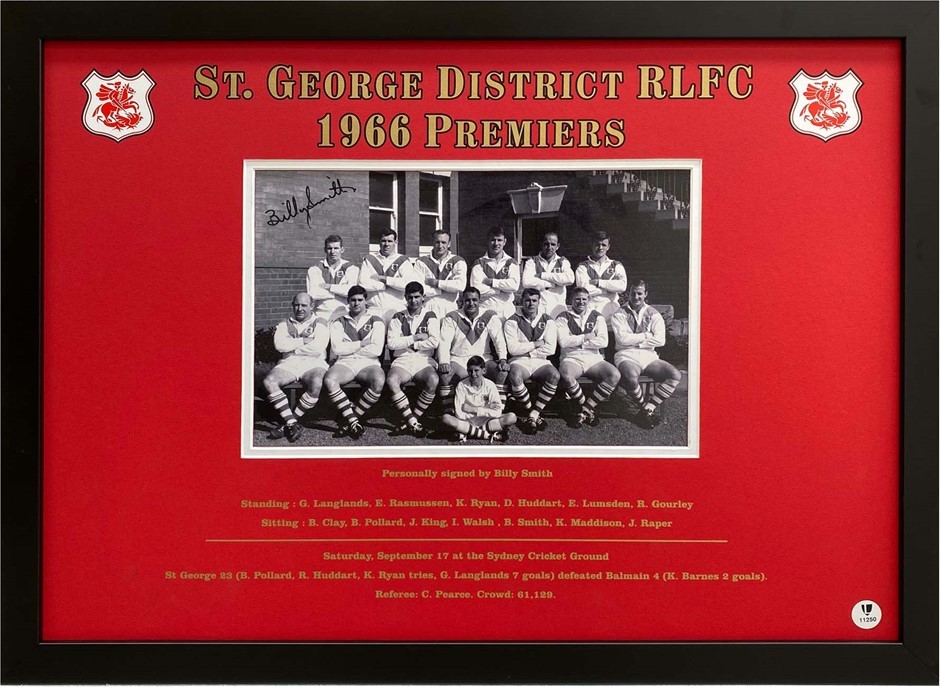 St George Dragons 1966 Premiers Team Signed Photo Framed Auction ...