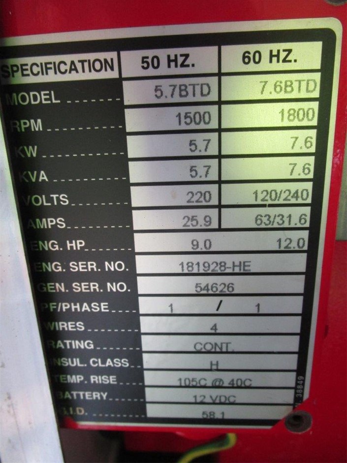 Westerbeke 100 Btd 10 Kw Marine Diesel Generator 60 Hz With Sound