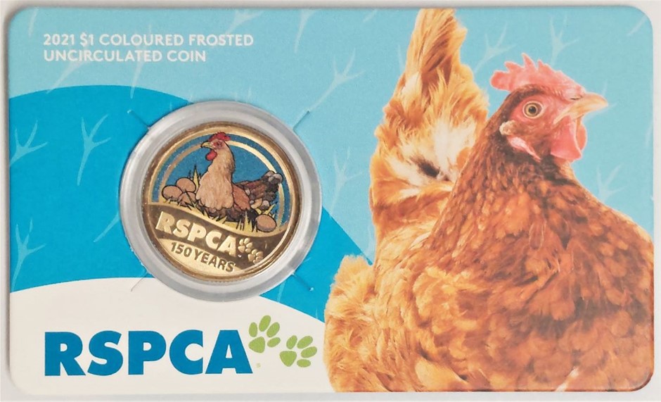 2021 Australia RSPCA UNC $1 Coloured Frosted Coin - Layer Hen Auction ...