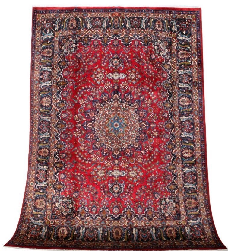 Finely Woven Medallion center Deep Red With Navy Border Tone (cm ...