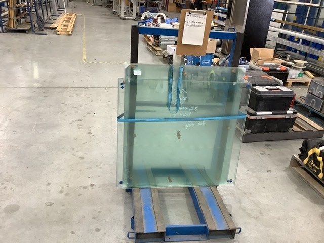 Glass Stillage With Pockets And 9 x Sheets Of Assorted Glass Auction ...