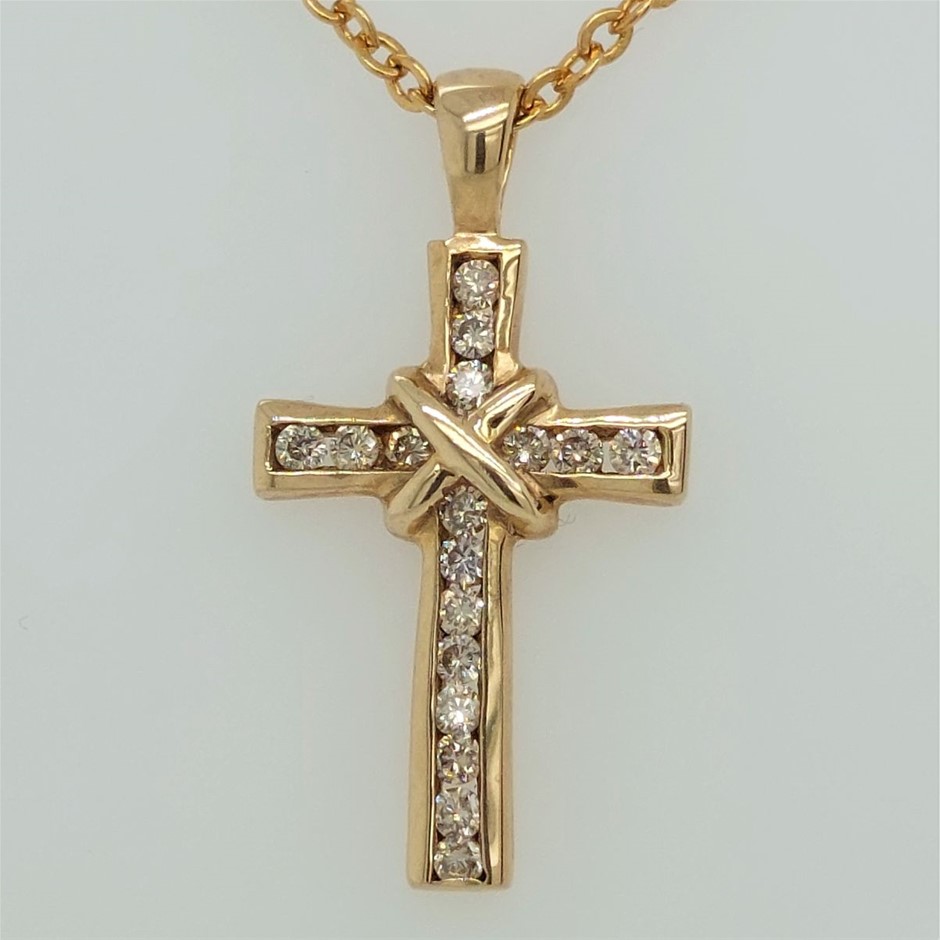 9CT Y/G & Diamond Fancy Cross Pendant Auction (0115-2547140) | Grays ...