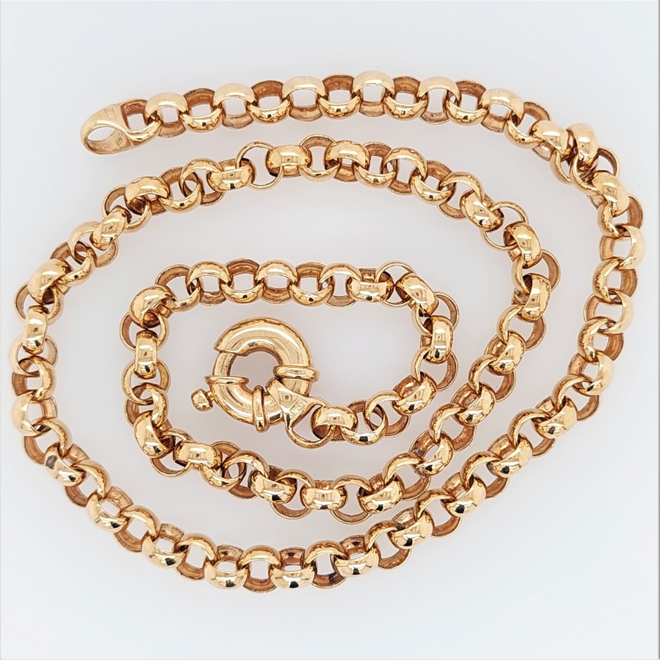 9CT Y/G Heavy Round Belcher Link Chain Auction (0021-2547964) | Grays ...
