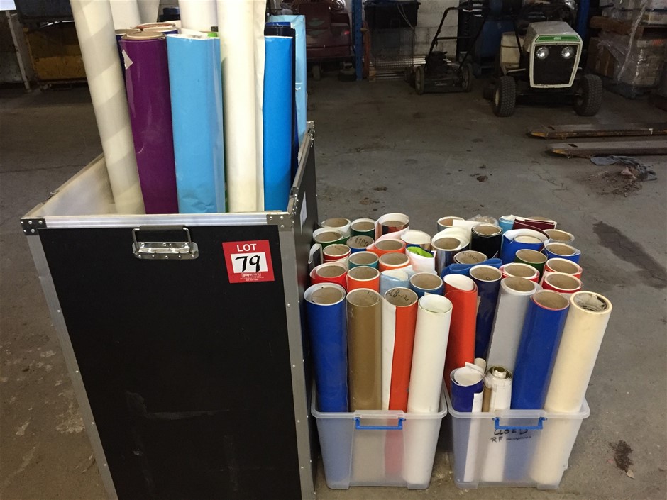 3 tubs of assorted sign writing sticker rolls. Auction (0079-3022930 ...
