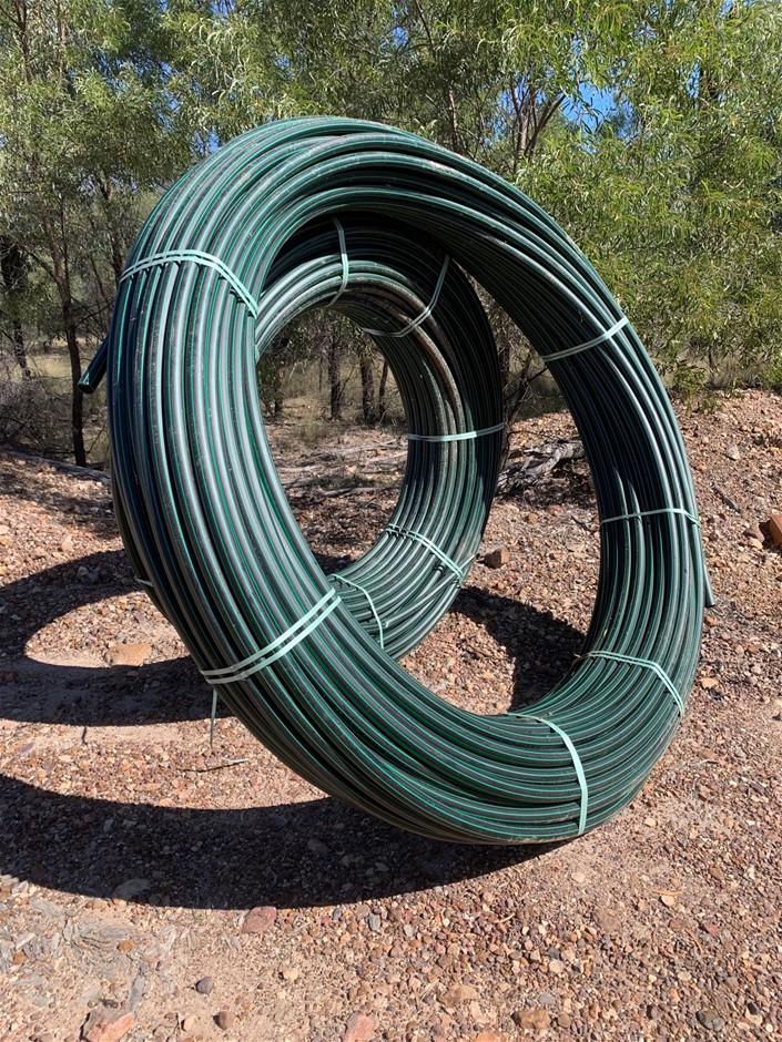 2 x 300 mtr. 1- 1/2 Inch Rural Coiled Poly Pipe. Auction (0224-7040637 ...