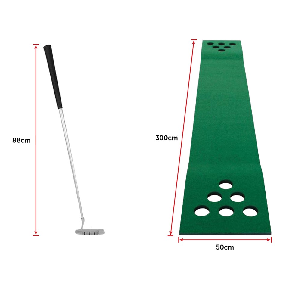 Buy Golf Beer Pong Game Toy Set Green Golf Putting Matt with 2 Putters ...