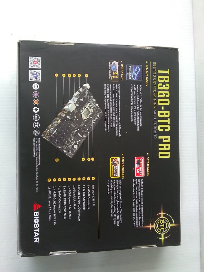 Biostar TB360-BTC PRO LGA1151 Intel B360 DDR4 12 GPU Mining Motherboard ...