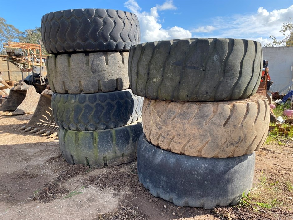 7 Assorted Earthmoving Tyres Auction (0023-3023242) | Grays Australia