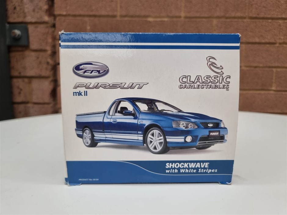 05 FPV Pursuit Ute “Shockwave Blue with White Stripes” 1/18 Scale Model ...