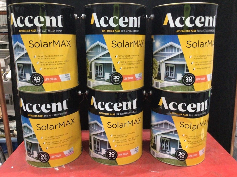 6 x Assorted 10 Litre Tins of Accent Solarmax Paint Auction (0020 ...