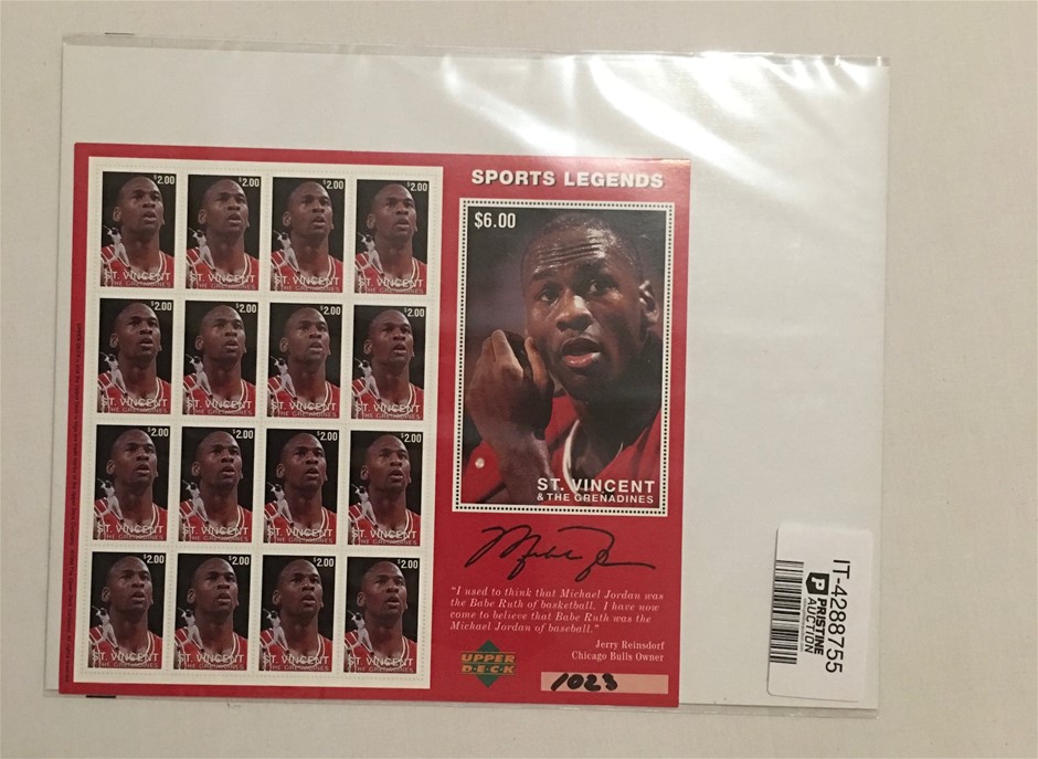 Michael Jordan Bulls Full Uncut Postage Stamp Sheet With (16) Stamps ...