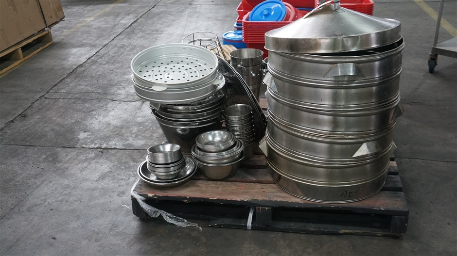 Pallet of Commercial Steamer Trays, Wine Buckets, Tray Steamers + More ...