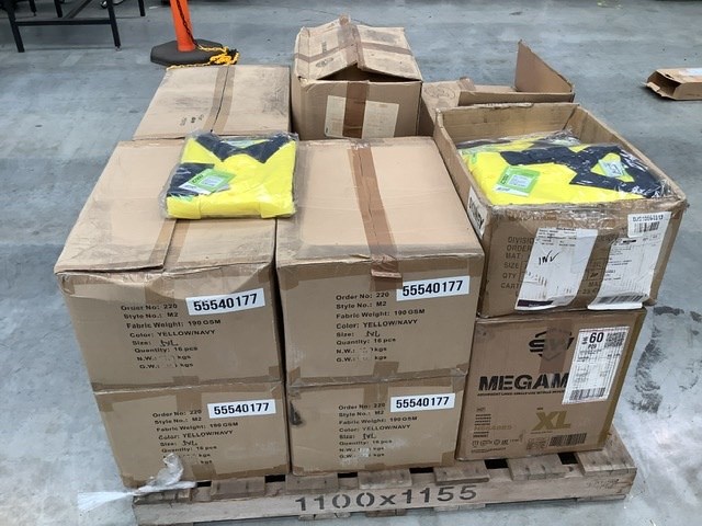 Pallet Of Assorted Size Endurite L/S Taped Shirts - Yellow/Navy Auction ...