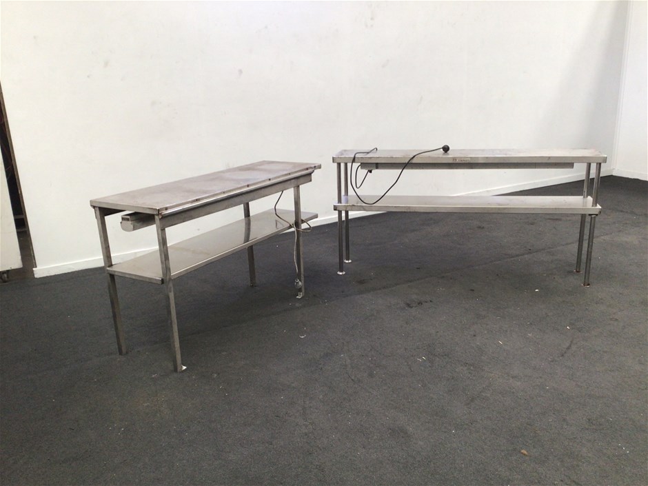 2 Servery Benches with Heat Lamps Auction (0027-7043527) | Grays Australia