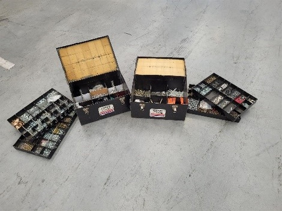 2 x Toolboxes with Miscellaneous fixings for metal/timber Auction (0139-5050782) | Grays Australia