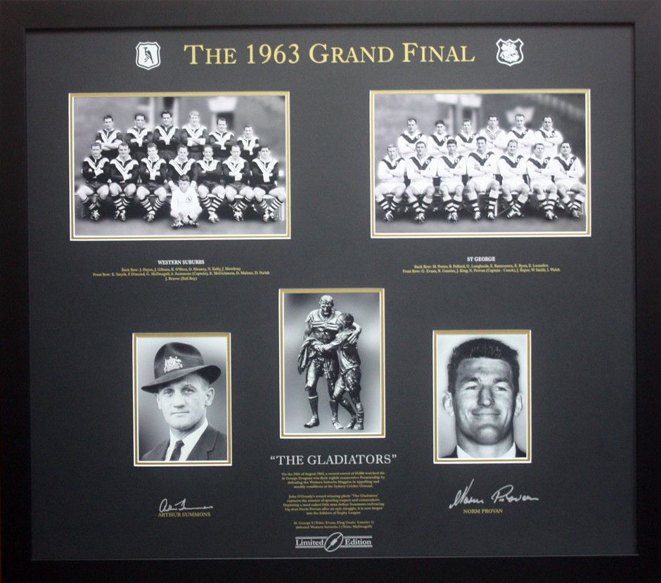 The 1963 Gladiators NRL Hand Signed Photo Framed with COA Auction (0020 ...