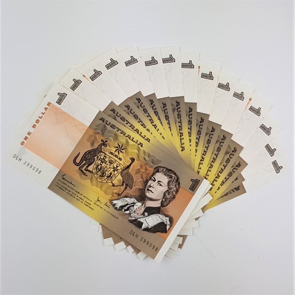 15 x Consecutive $1 Johnston Stone Banknotes Auction (0055-2549519 ...
