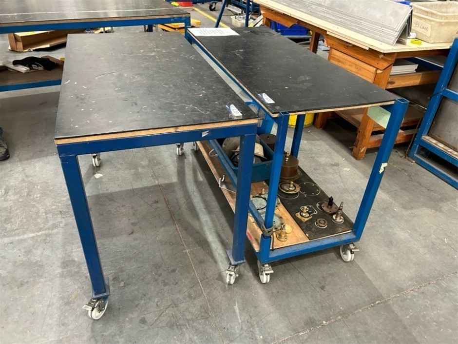 Blue steel work bench Auction (0620-3024591) | Grays Australia