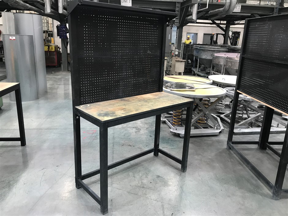 1x Steel Frame Bench with Timber Bench Top and Steel Back Board Auction (0086-3024464) | Grays ...