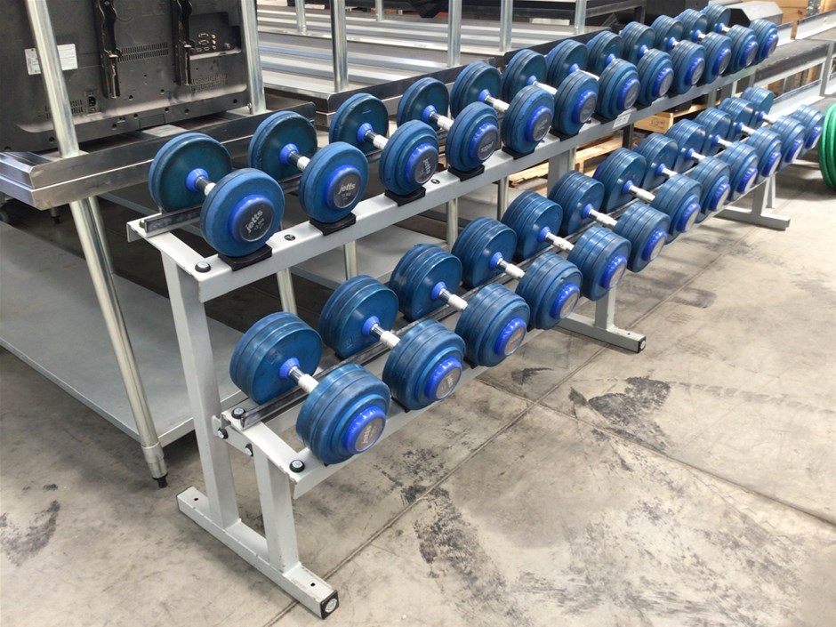 12 x Sets of Australian Barbell Co. Dumbbells with Two Tier Rack ...