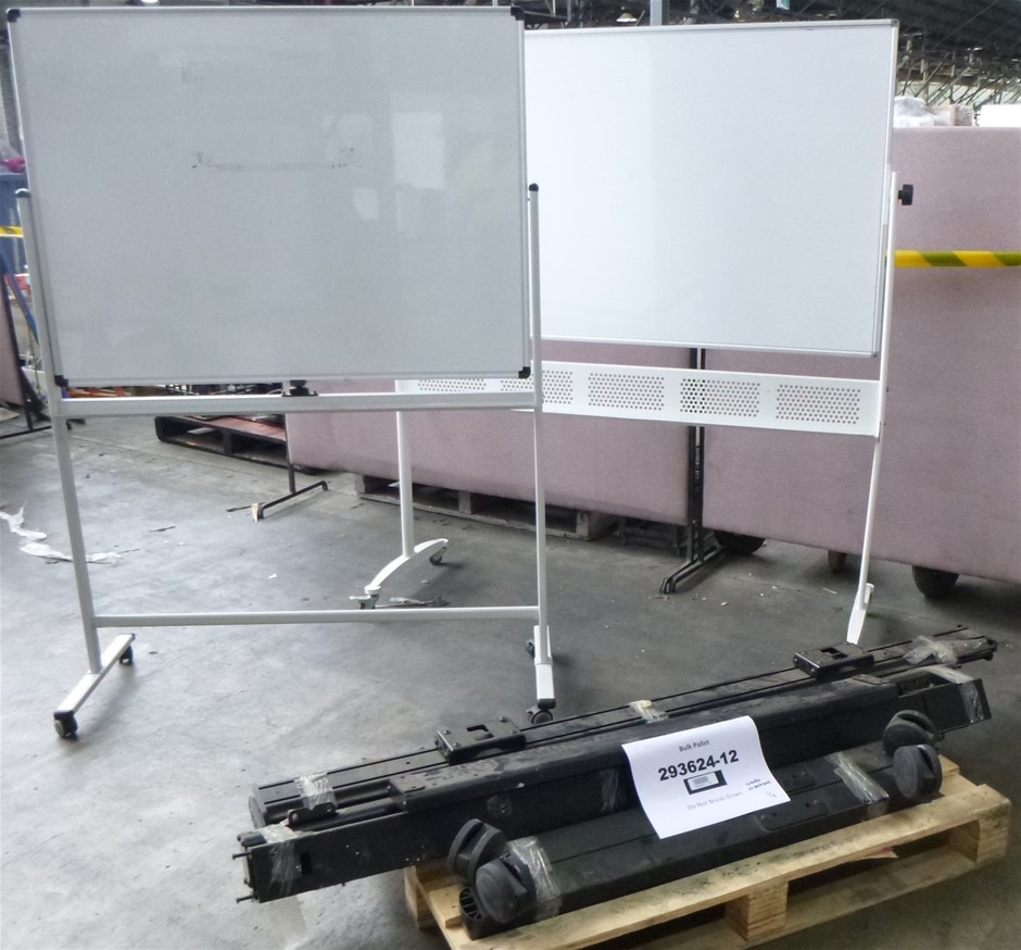 Bulk Lot Of Assorted Mobile Metallic Whiteboards & Stand Auction (0004 ...