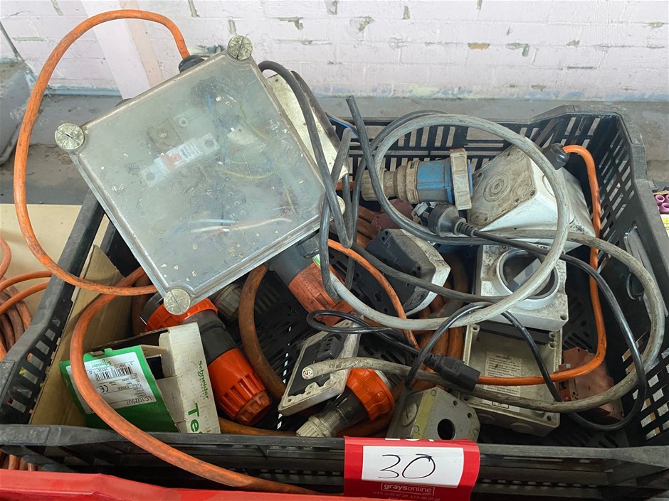 Crate of Miscellaneous Electrical Wires and Sockets Auction (0030 ...