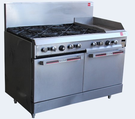 HOBART GAS 6 BURNERS STOVE/300 HOT PLATE WITH DOUBLE OVENS. Auction ...