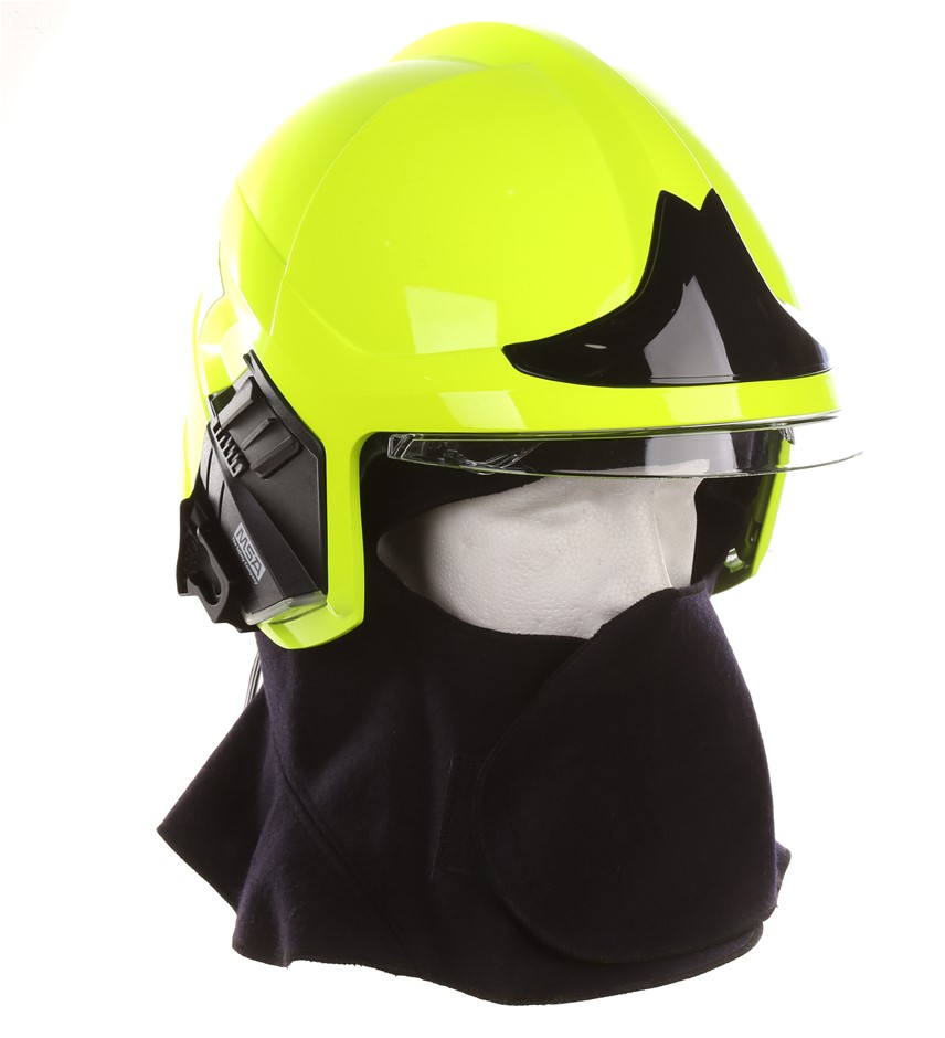 MSA Gallet F1 XF Firefighters Helmet, Fluro Yellow, c/w Wool/Nomex ...