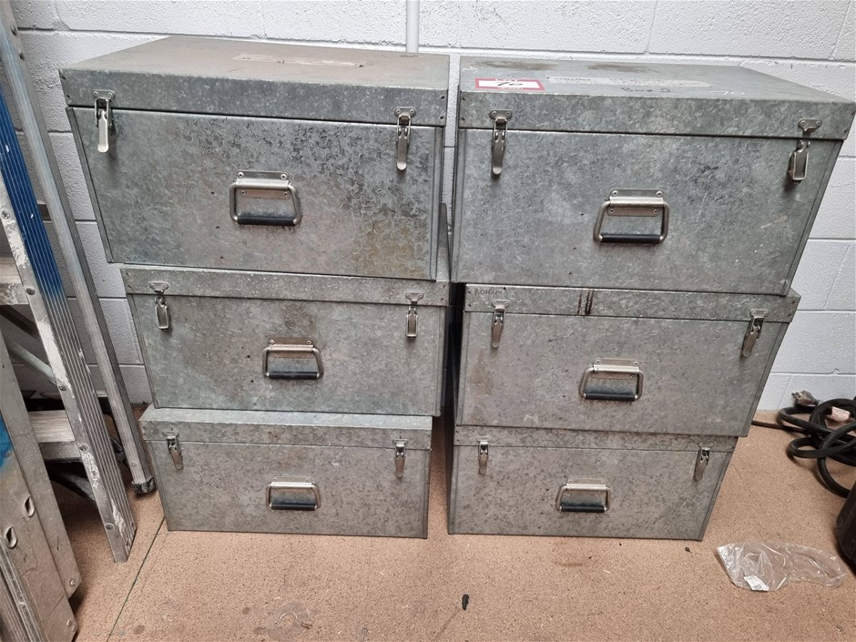 Qty 6 Galvanised Metal Tool Boxes Auction (0070-7043559) | Grays Australia