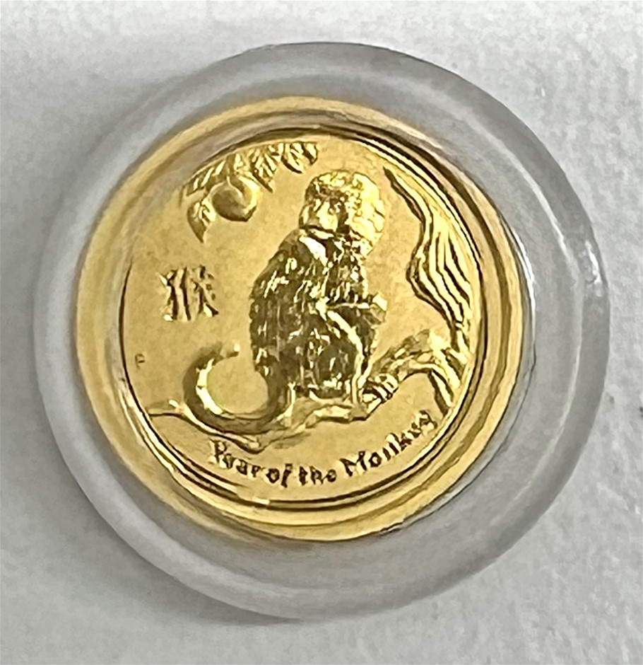 2016 Year of The Monkey $5 Gold Coin 1/20oz Fine Gold 999.9 Auction ...