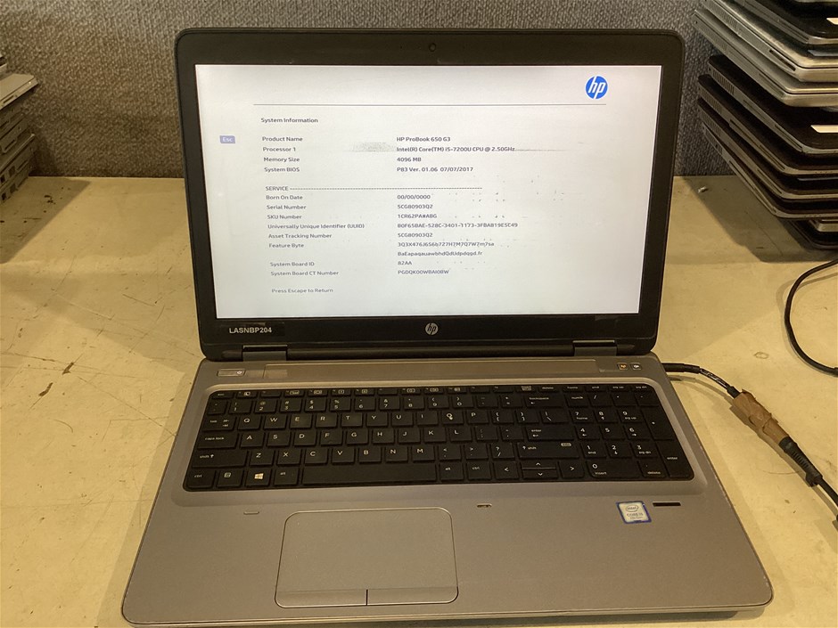 Hewlett-Packard Pro Book 650G3 Laptop Computer Auction (0022-8016986 ...