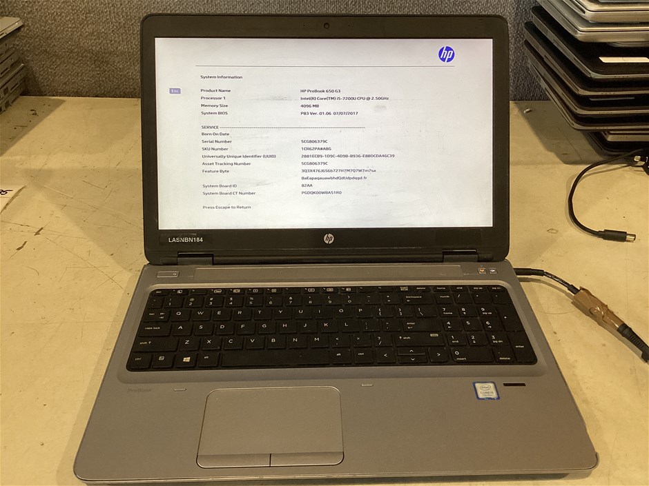 Hewlett-Packard Pro Book 650G3 Laptop Computer Auction (0024-8016986 ...