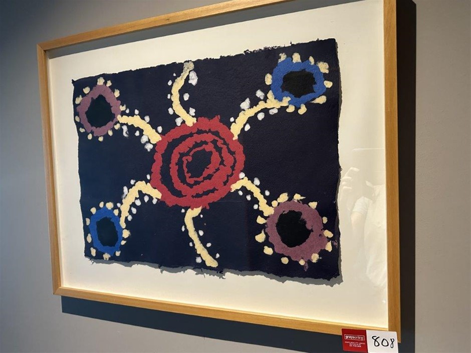 Framed Artwork - Indigenous art on cotton rag pulp Auction (0808 ...