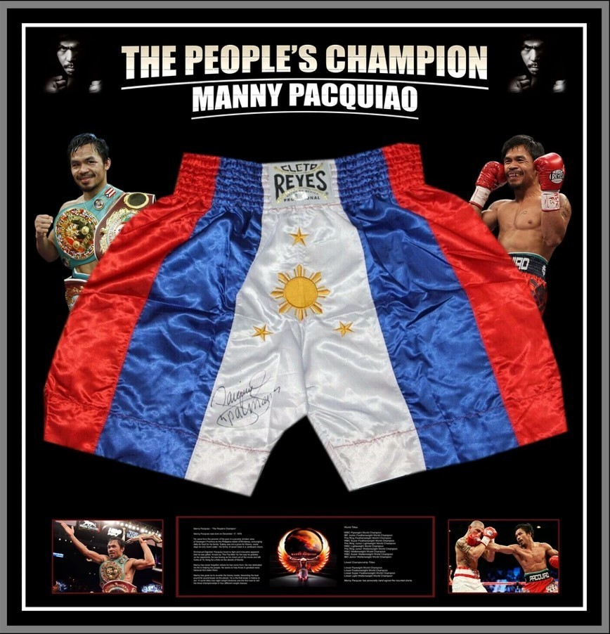 Manny Pacquiao Trunks Framed Auction (0011-2187884) | Grays Australia