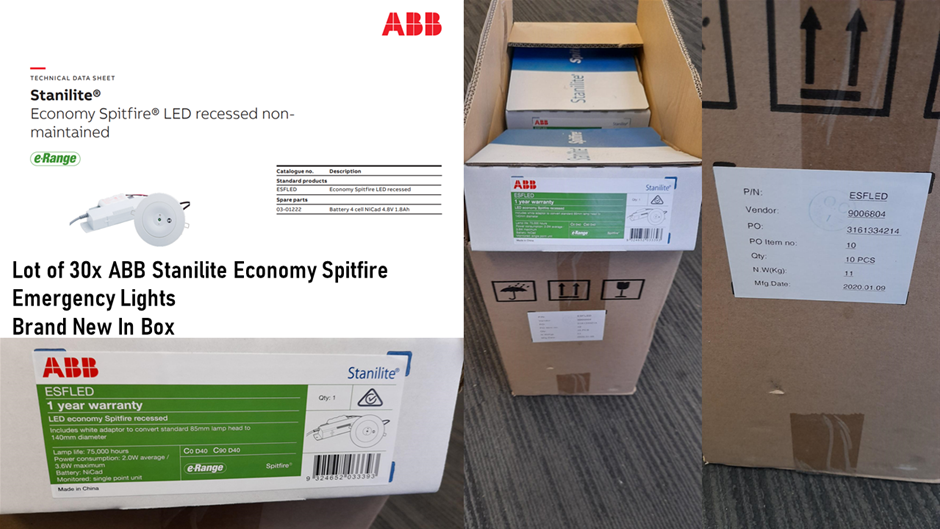 30x ABB Stanlite Economy Spitfire Emergency Lights Auction (0001 ...