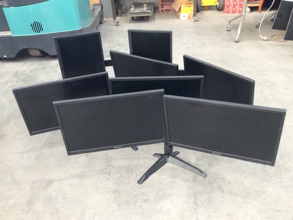 8 x Lenovo RA24HLCDAU Monitors with 4 x Dual Monitor Stands Auction ...