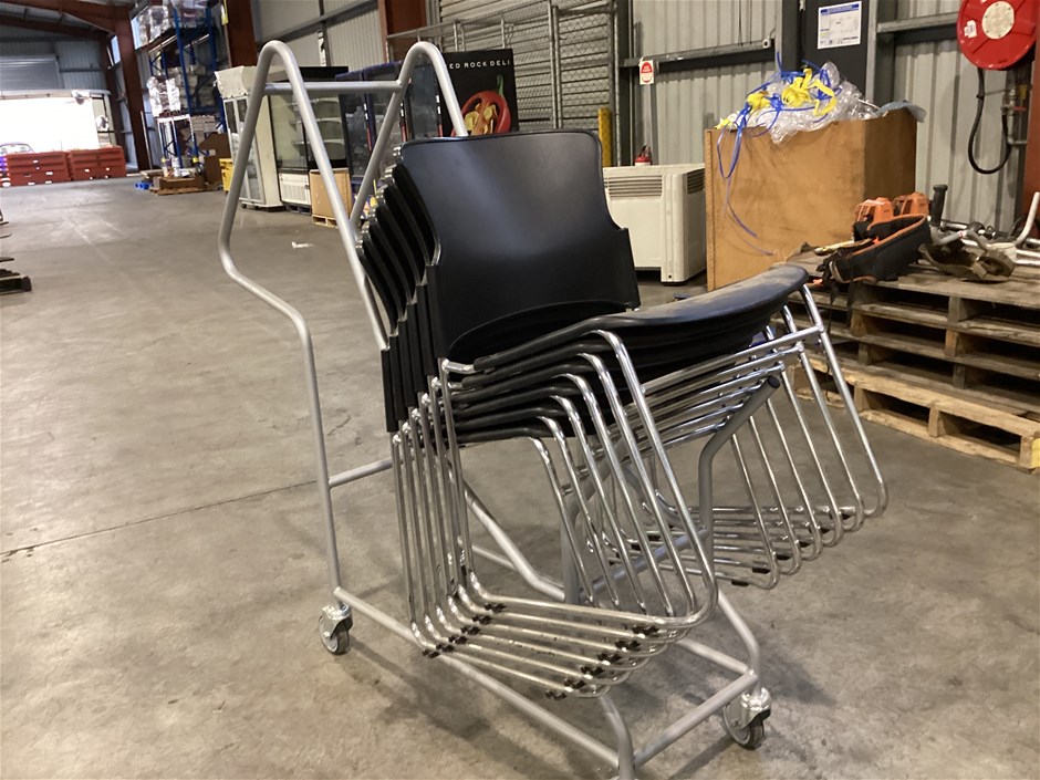Stackable Chairs With Wheeled Chair Moving Frame, Qty x 5 Auction (0061 ...