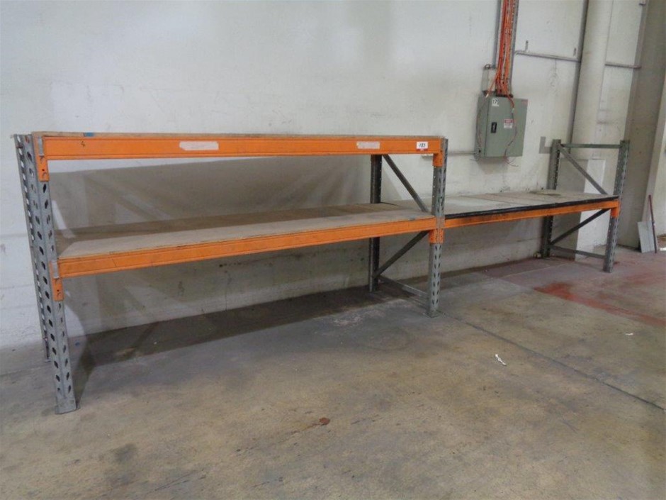 2 Tier Pallet Racking with Timber Shelving Auction (0183-9042299 ...
