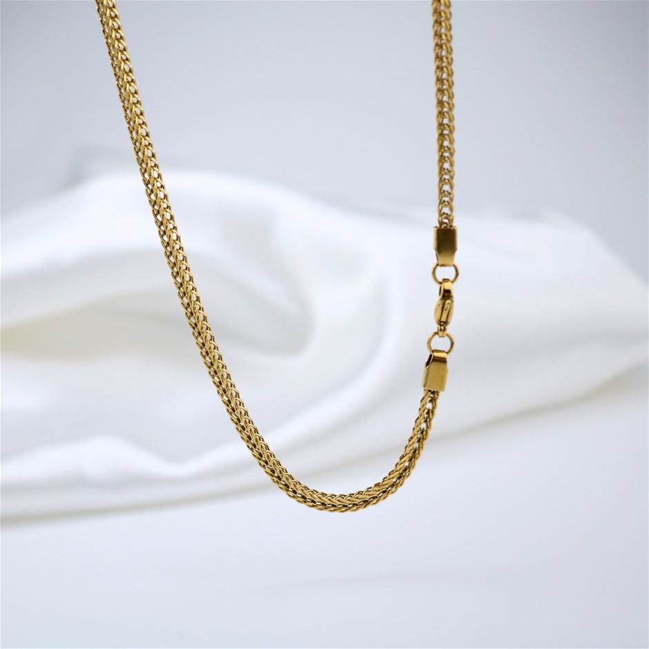18K Yellow Gold Plated 3MM 20 Inches Foxtail Chain Necklace Auction ...