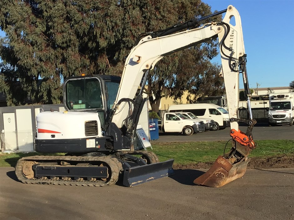 Bobcat E80 Hydraulic Excavator, SmartSweep Forklift Sweeper